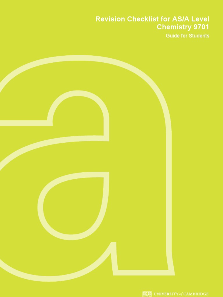 Revision Checklist For AS/A Level Chemistry 9701 | PDF | Chemical Bond ...