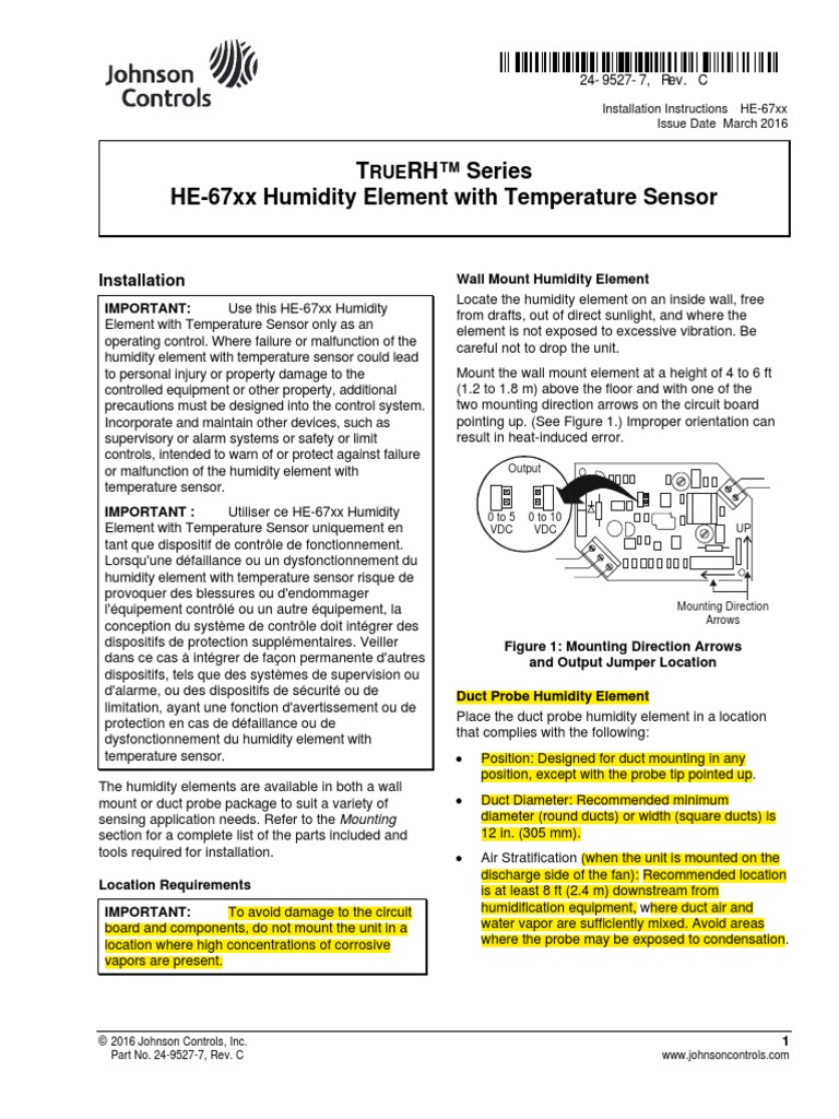 He-67p3-1b00w - Ig-Humidity Element With Temperature Sensor | PDF ...