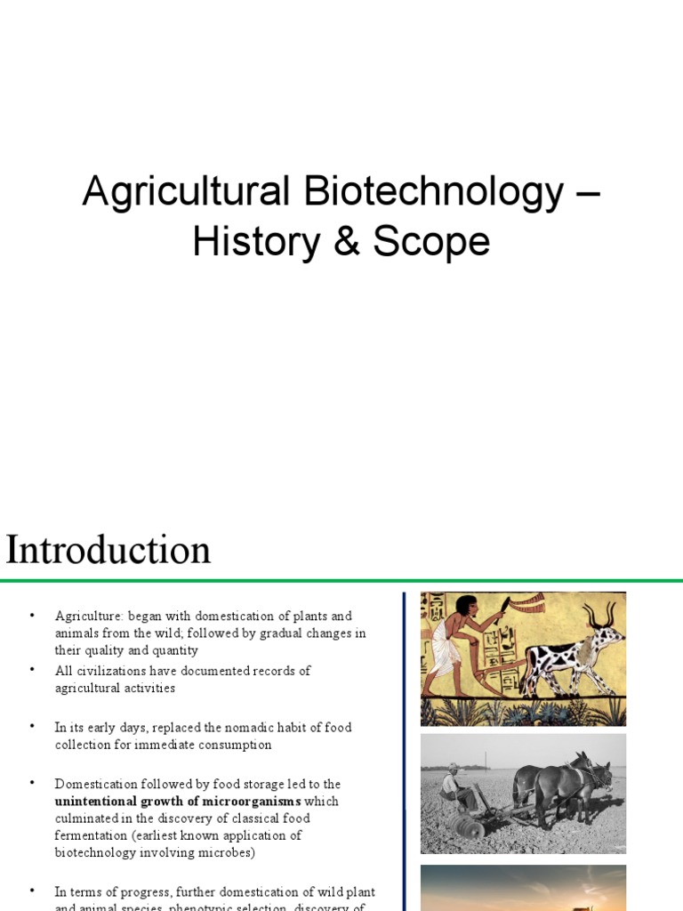 Lecture 01 - Agricultural Biotechnology - History & Scope | PDF ...