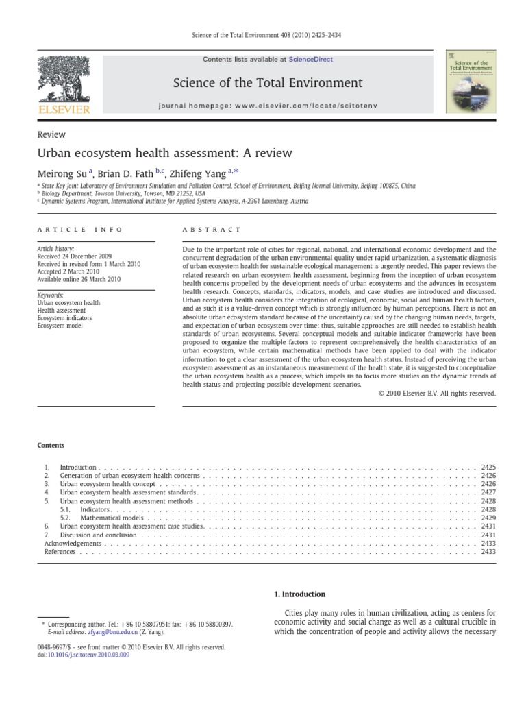 Science of The Total Environment: Meirong Su, Brian D. Fath, Zhifeng ...