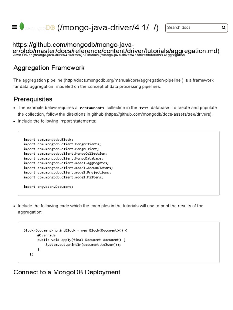 Mongo Java Driver41 Erblobmasterdocsreferencecontentdrivertutorialsaggregation