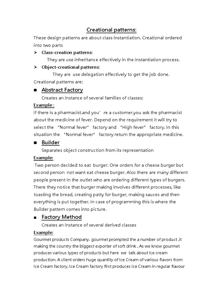 Class-Creation Patterns: Object-Creational Patterns | Download Free PDF | Class (Computer ...