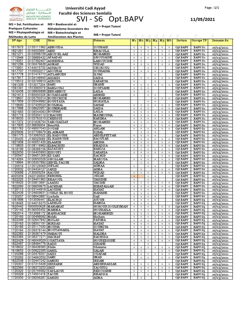 Liste Svi-S6 Bapv v5 | PDF