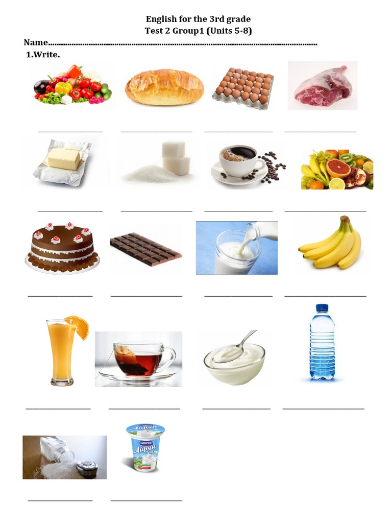3rd Grade English Test 2 Units 5-8 | PDF | Foods | Cuisine