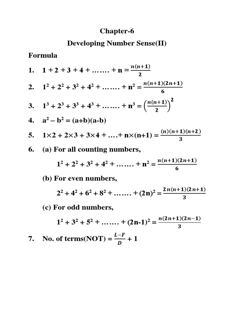 Number Sense Formulas and Exercises | PDF