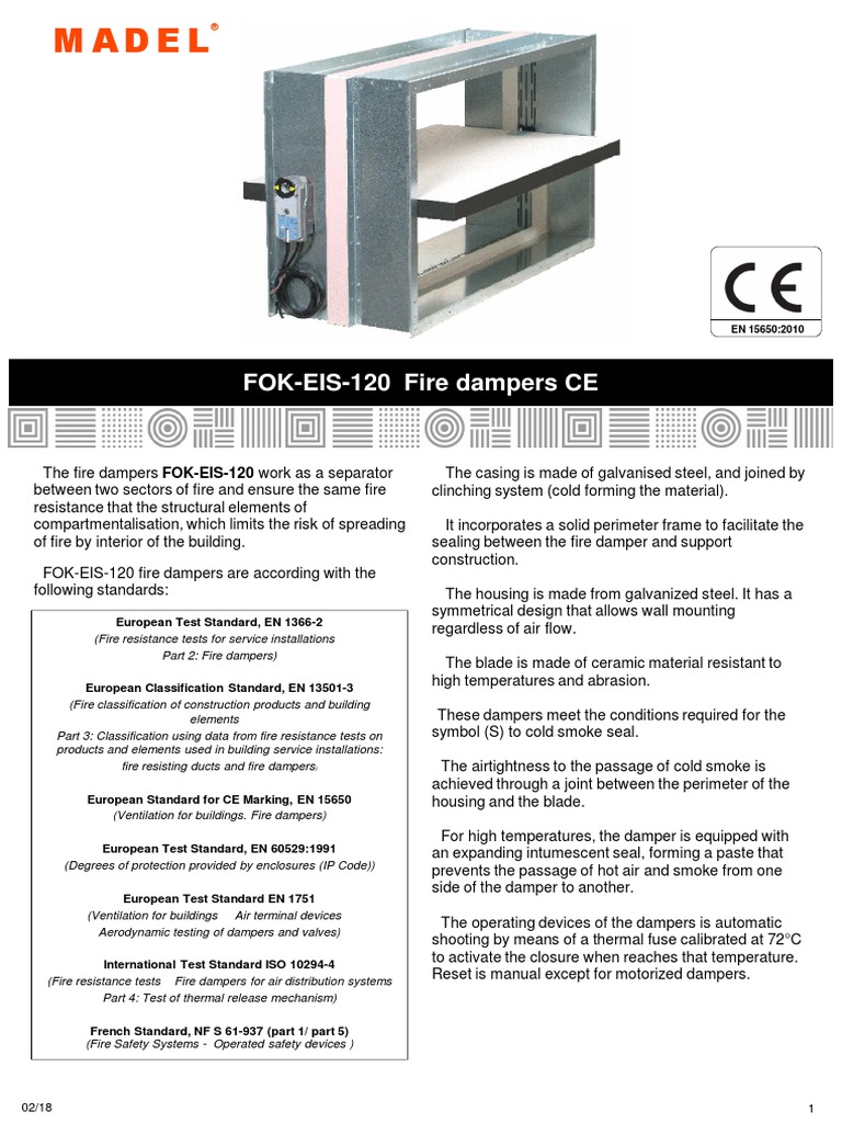 FOK-EIS-120 Fire Dampers CE | PDF | Fuse (Electrical) | Duct (Flow)