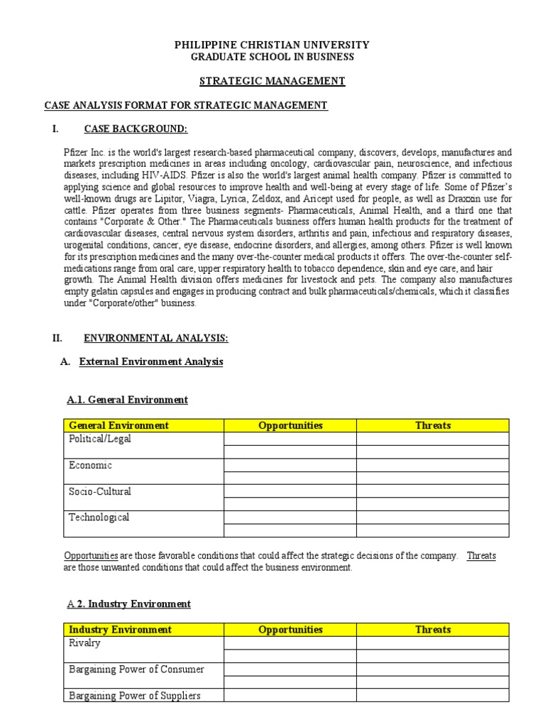 Pfizer's Strategic Management Case Analysis | PDF | Pfizer | Swot Analysis