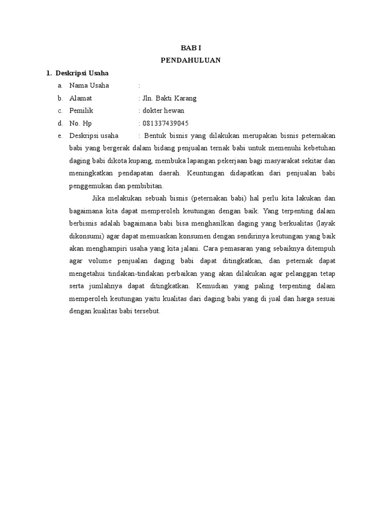 Tugas Bisnis Plan Peternakan Babi | PDF