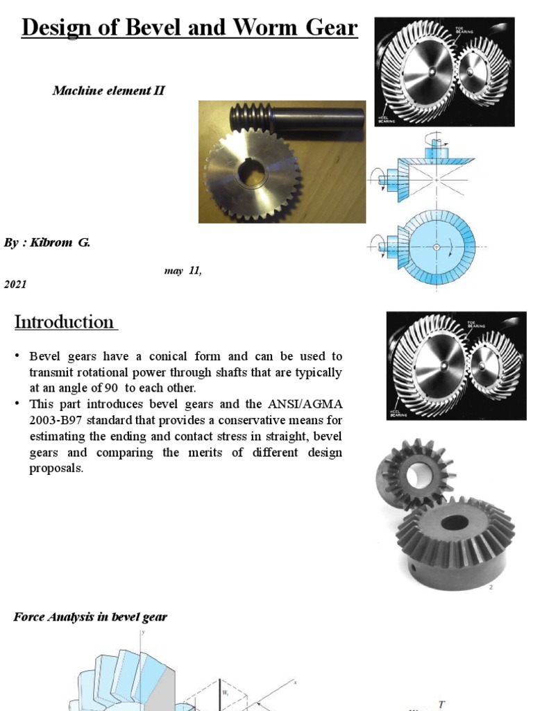 Design of Bevel and Worm Gear: Machine Element II | PDF | Gear | Tools