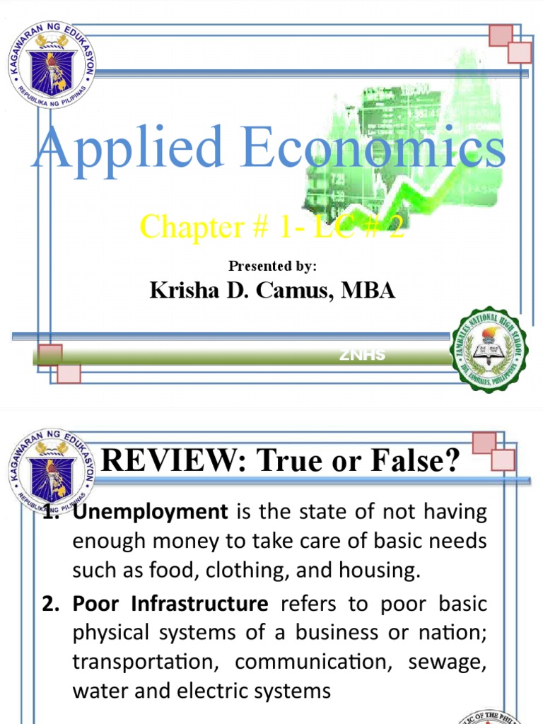 Applied Economics: Chapter # 1-LC # 2 | PDF | Goods | Economics