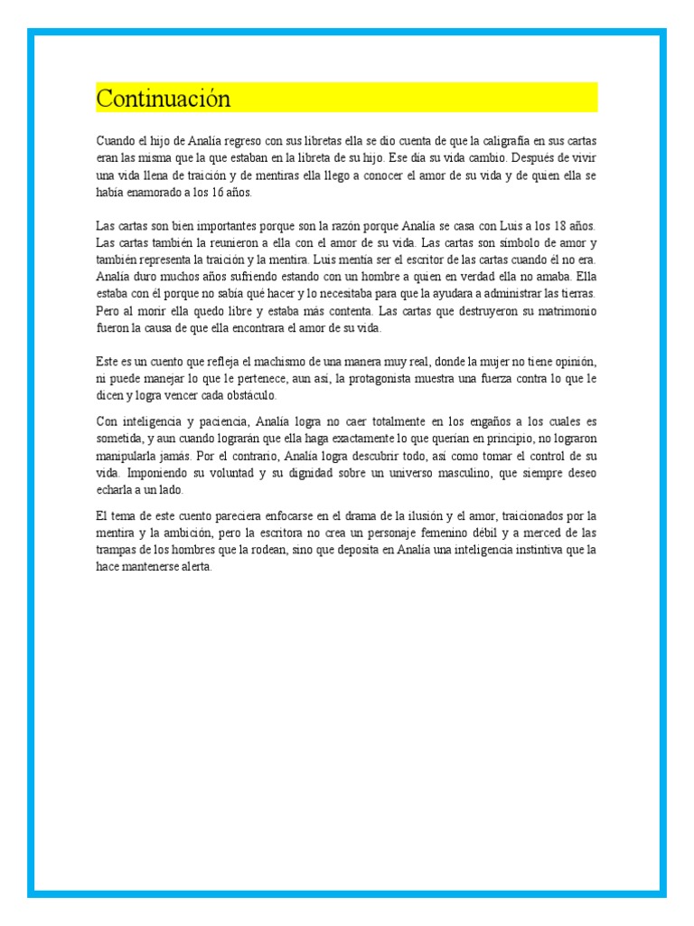 Continuación de Cuento de Cartas de Amor Traicionado | PDF