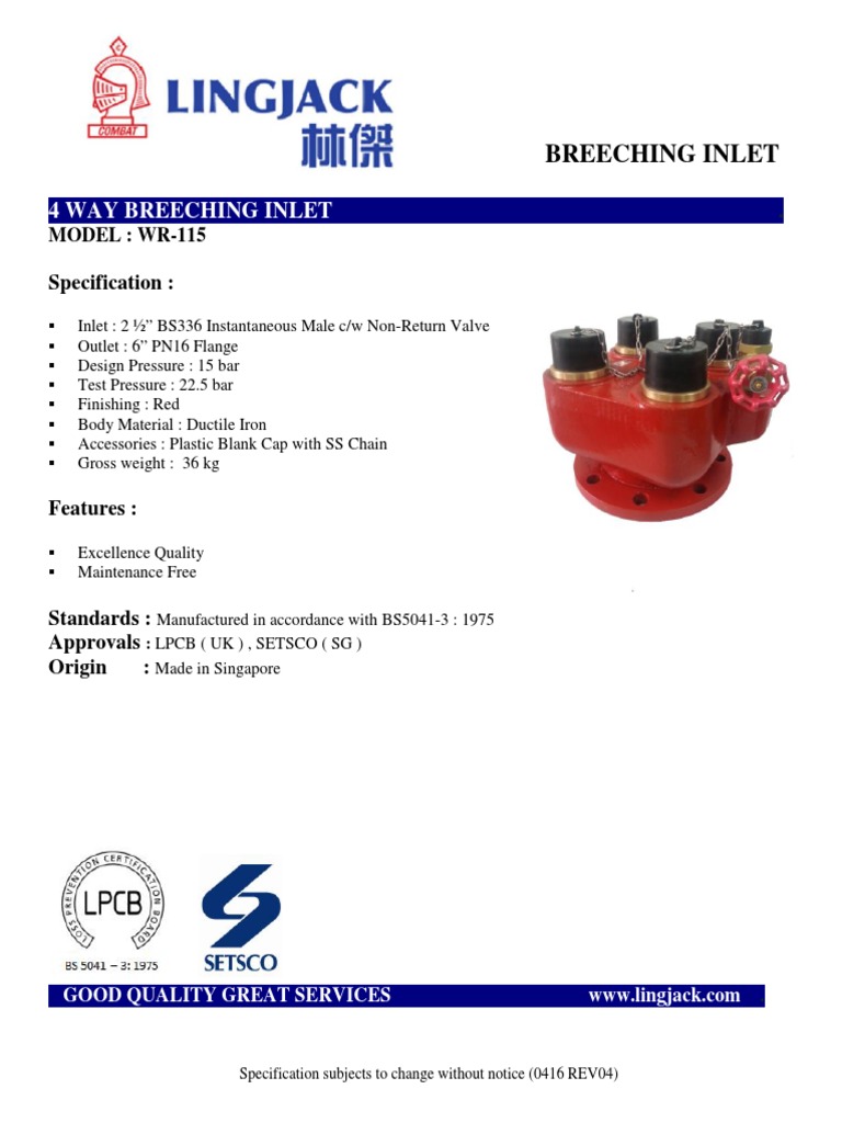 4 Way Breeching Inlet Specifications | PDF