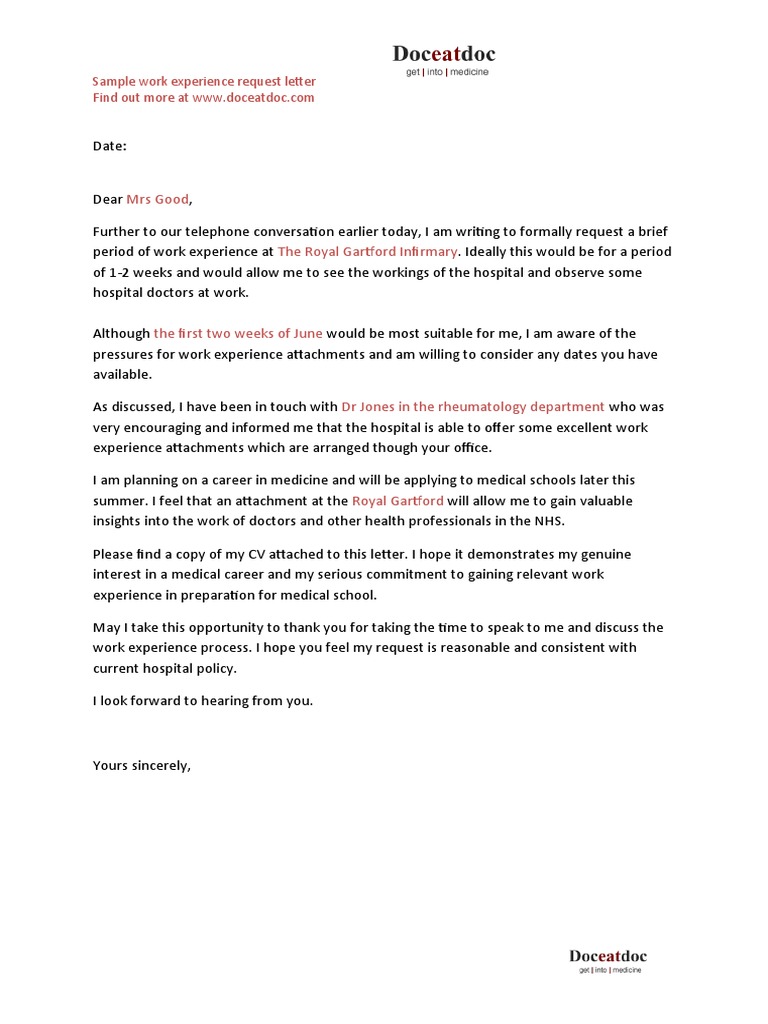 Sample Work Experience Letter in | PDF
