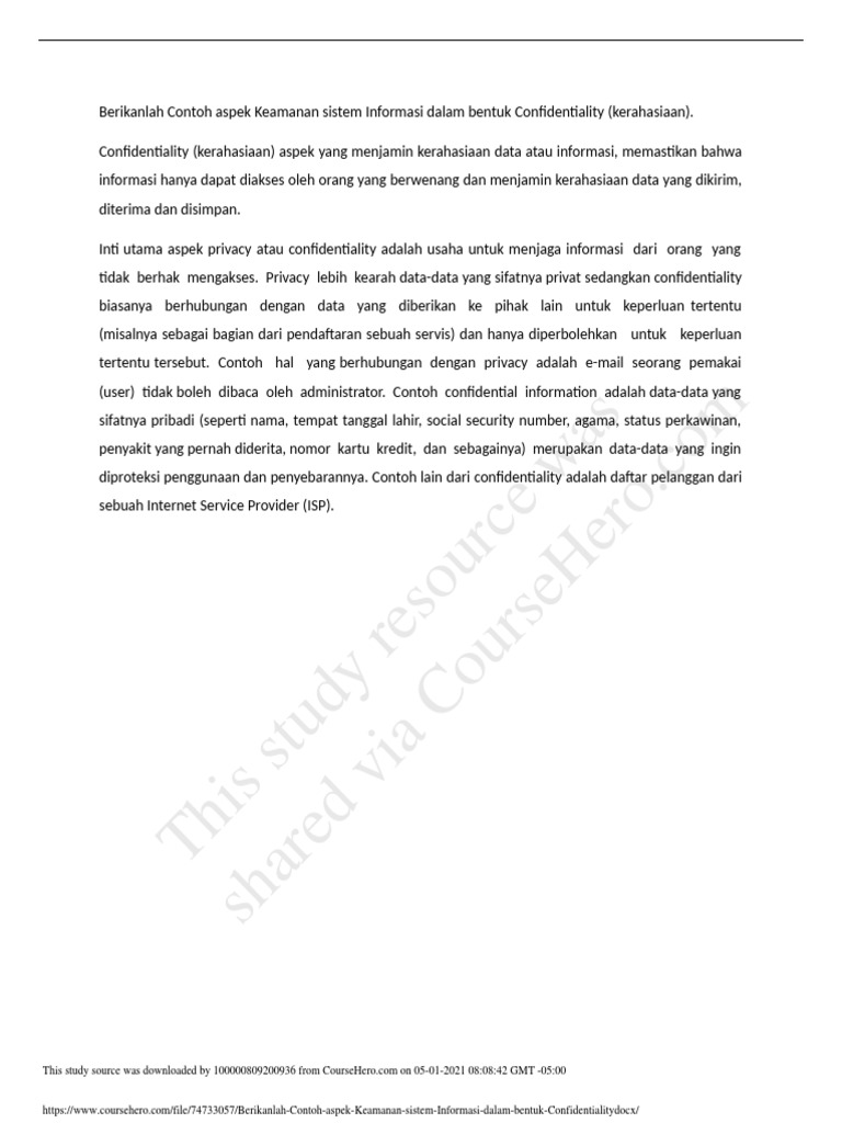Berikanlah Contoh Aspek Keamanan Sistem Informasi Dalam Bentuk ...