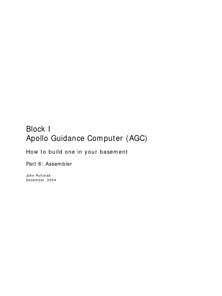 Block I Apollo Guidance Computer (AGC) : How To Build One in Your ...