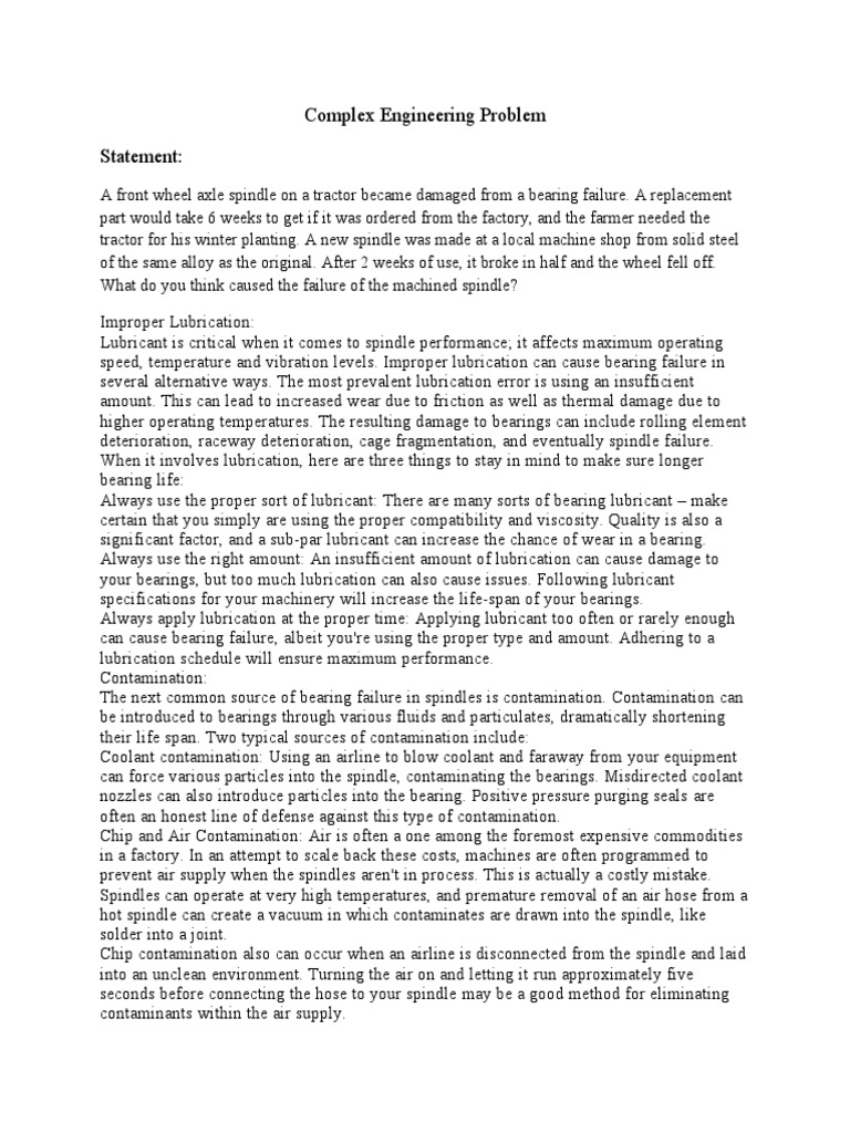 Complex Engineering Problem | PDF | Bearing (Mechanical) | Lubricant