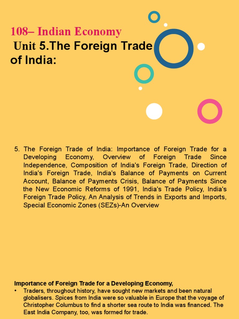 108INUNIT5A The Foreign Trade of India | PDF | Balance Of Payments ...