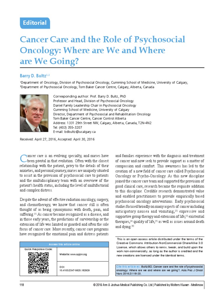 Cancer Care and The Role of Psychosocial Oncology | PDF | Cancer | Medicine