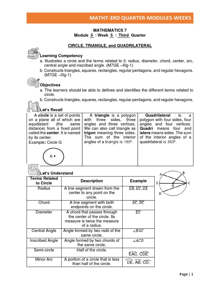 Math 7: Geometry Shapes Module | PDF | Rectangle | Triangle