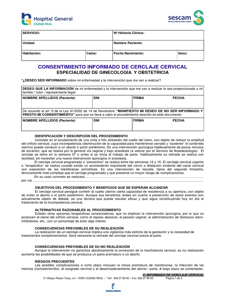 Cerclaje Cervical | PDF | Parto | Parto prematuro