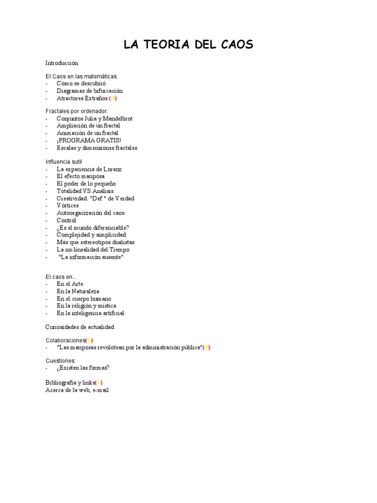 La Teoria Del Caos | PDF | Teoría del caos | Fractal