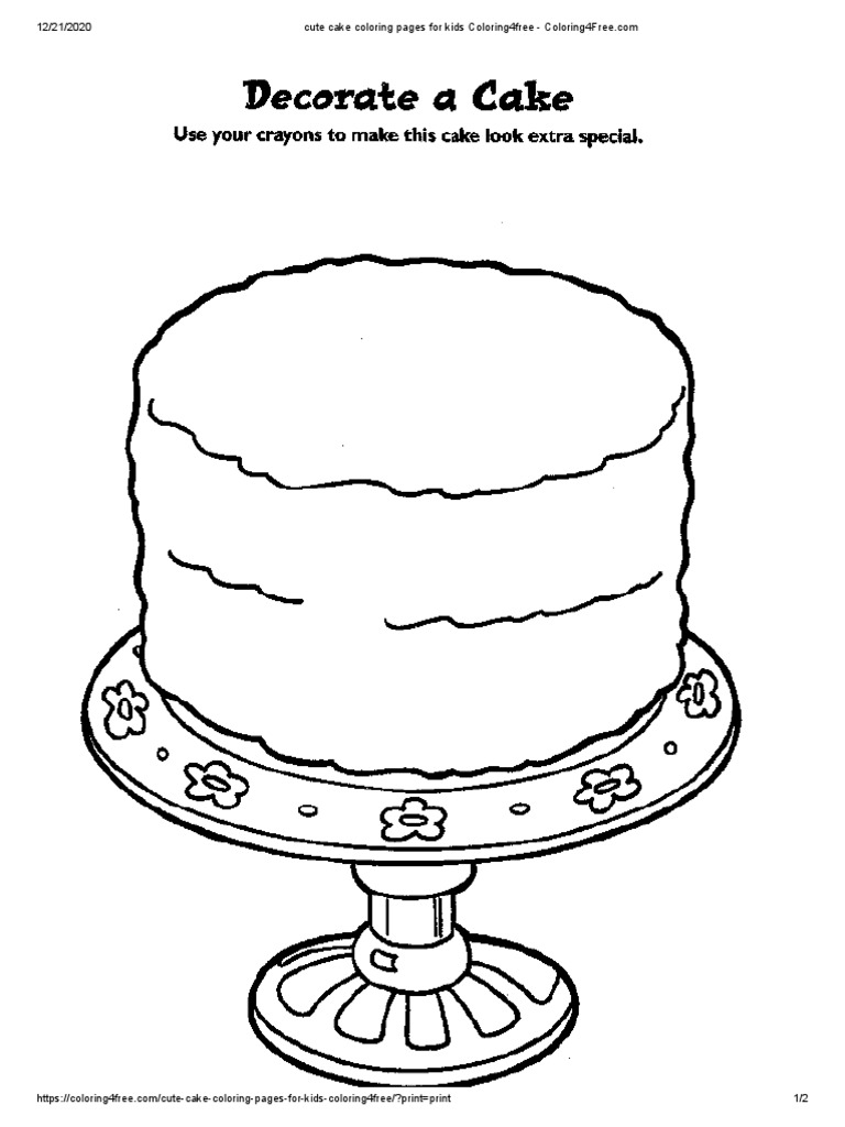 Cute Cake Coloring Pages For Kids Coloring4free | PDF | Social Science