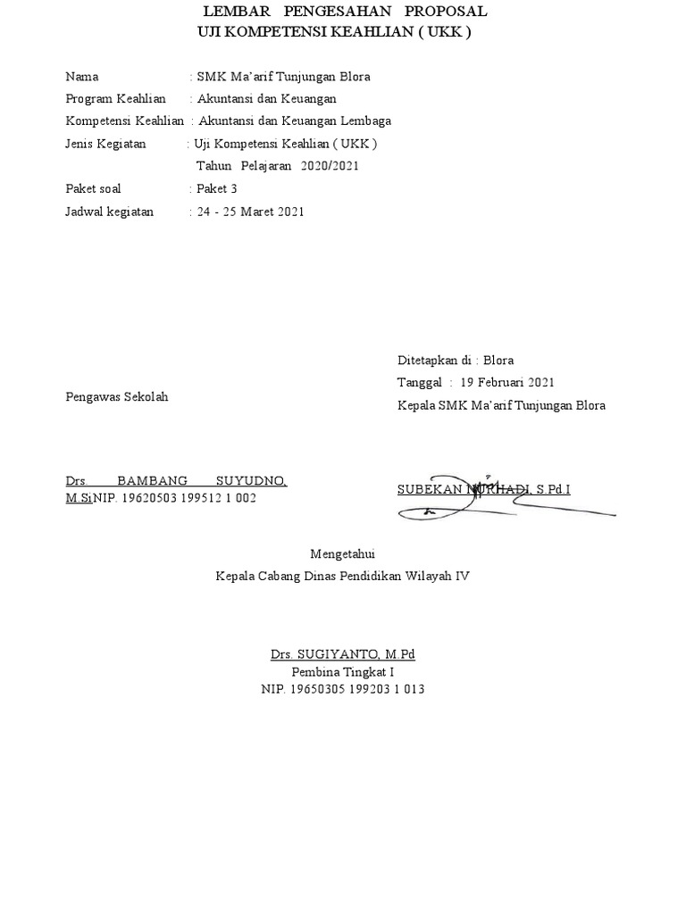 Lembar Pengesahan Proposal1 | PDF