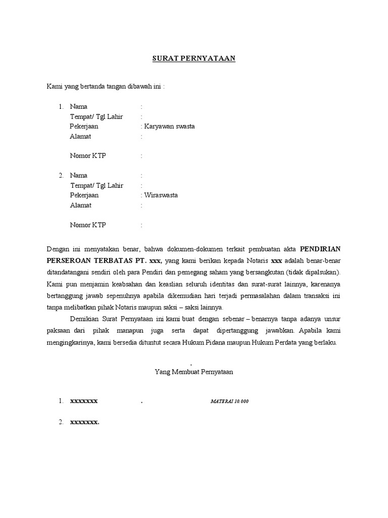 Surat Keabsahan Dokumen | PDF