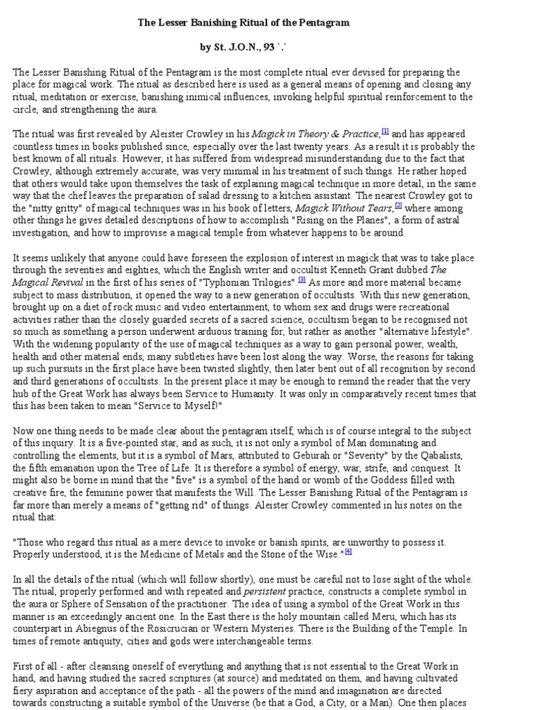 The Lesser Banishing Ritual of The Pentagram | PDF | Magick (Thelema ...