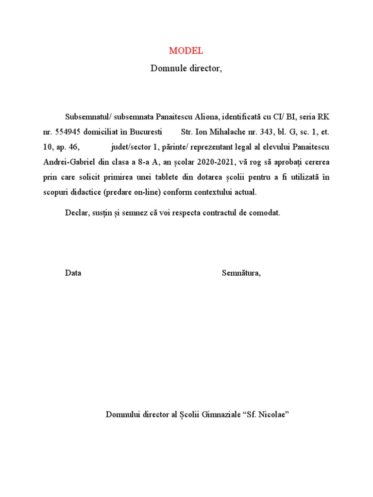 Model Cerere | PDF
