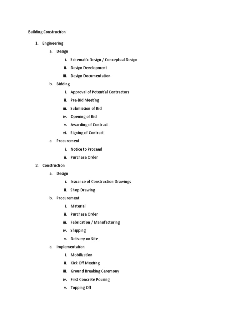 Building Construction Process | PDF