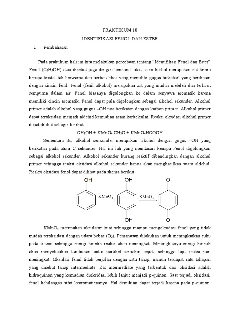 Fenol Dan Ester Prak 10 Rifa | PDF