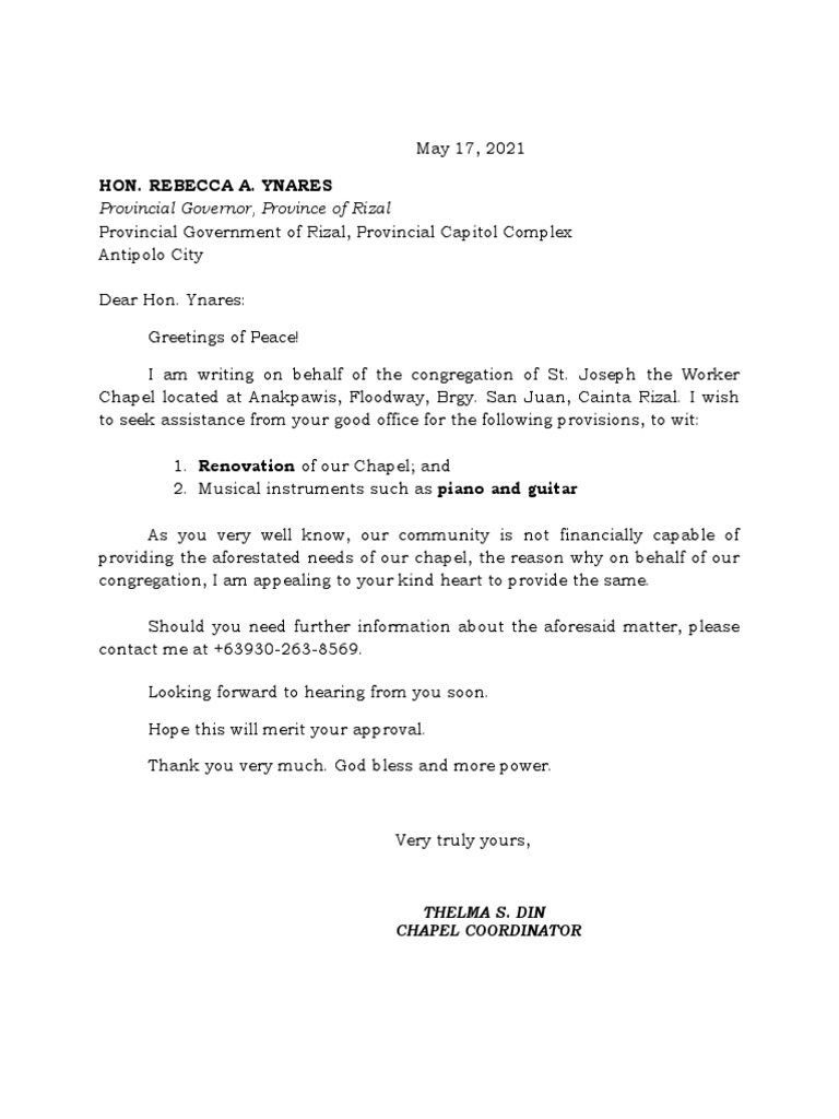 Letter To Gov. Ynares | PDF