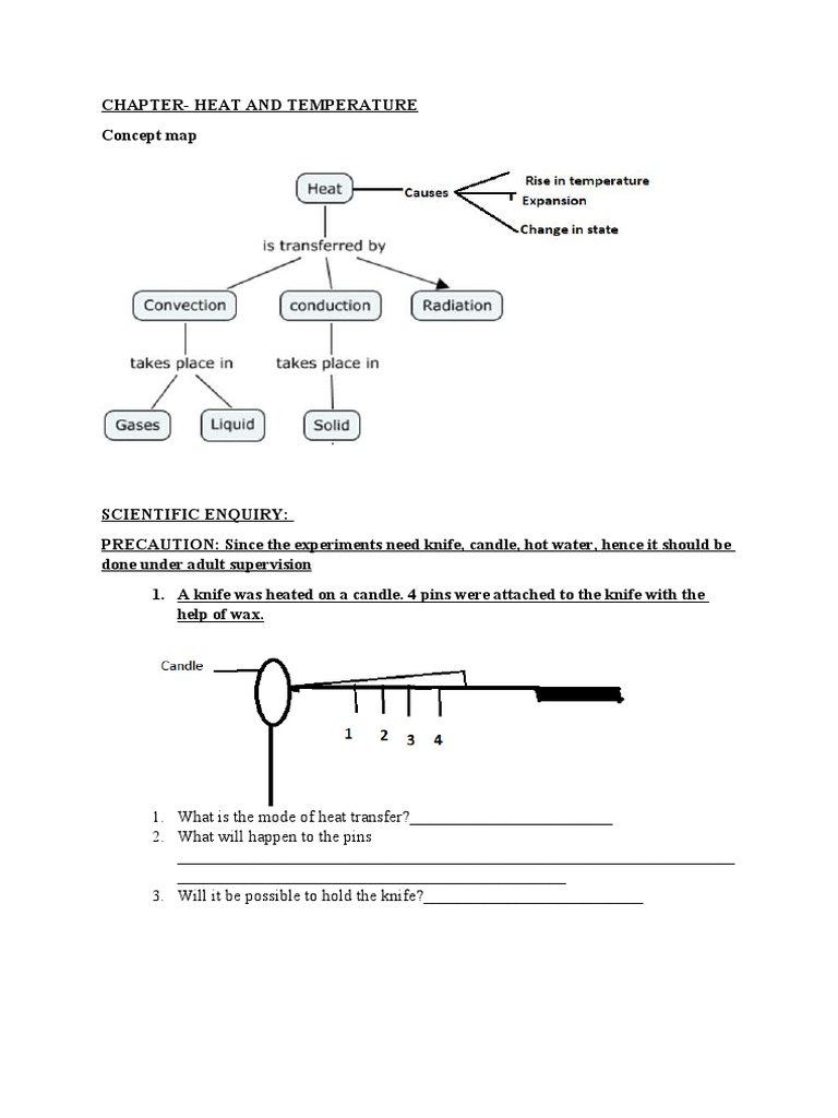 Grade 7 Heat and Temperature Worksheet | PDF | Thermal Conduction ...