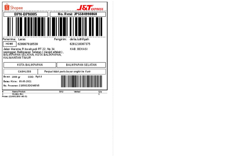 BPN-BPN005: No. Resi: JP5584990860 | PDF