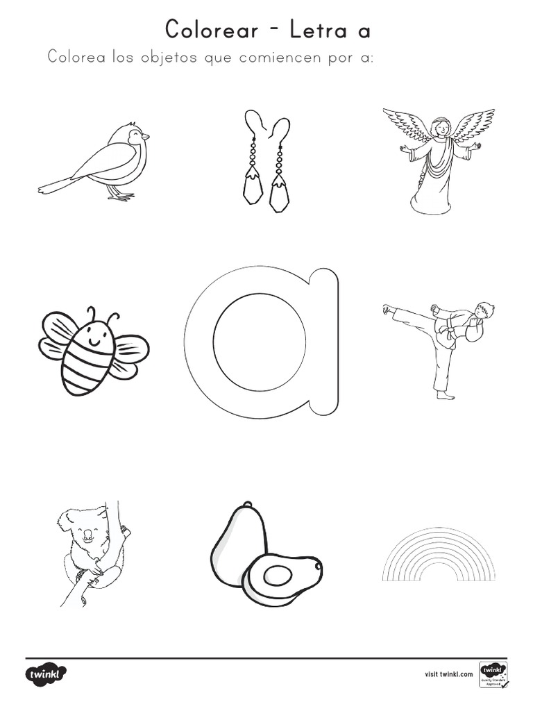 Colorear letras a-z objetos iniciales | PDF | Colación | Ortografía