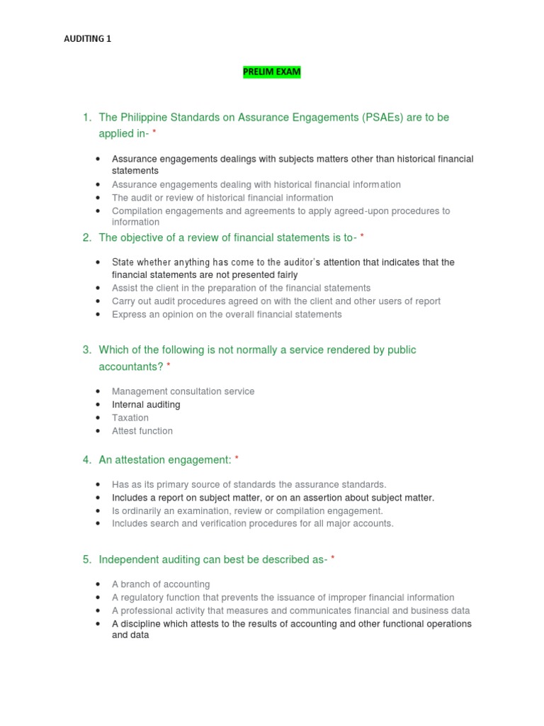 Auditing 1 Reviewer Compilation | PDF | Financial Audit | Audit