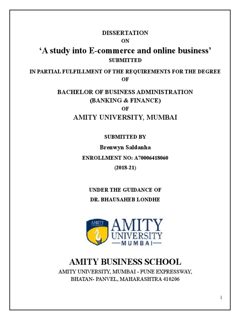 Dissertation Project BLACK BOOK Format - UG | PDF | E Commerce | Online ...