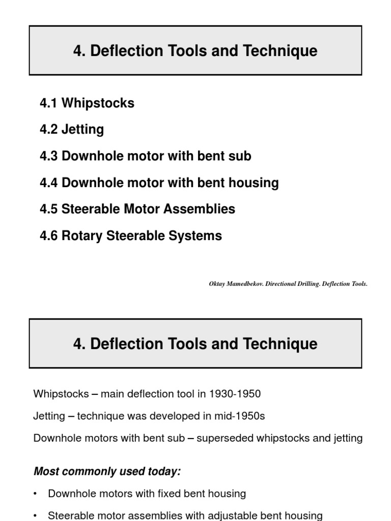 Deflection Tools and Technique | PDF | Oil Well | Drilling