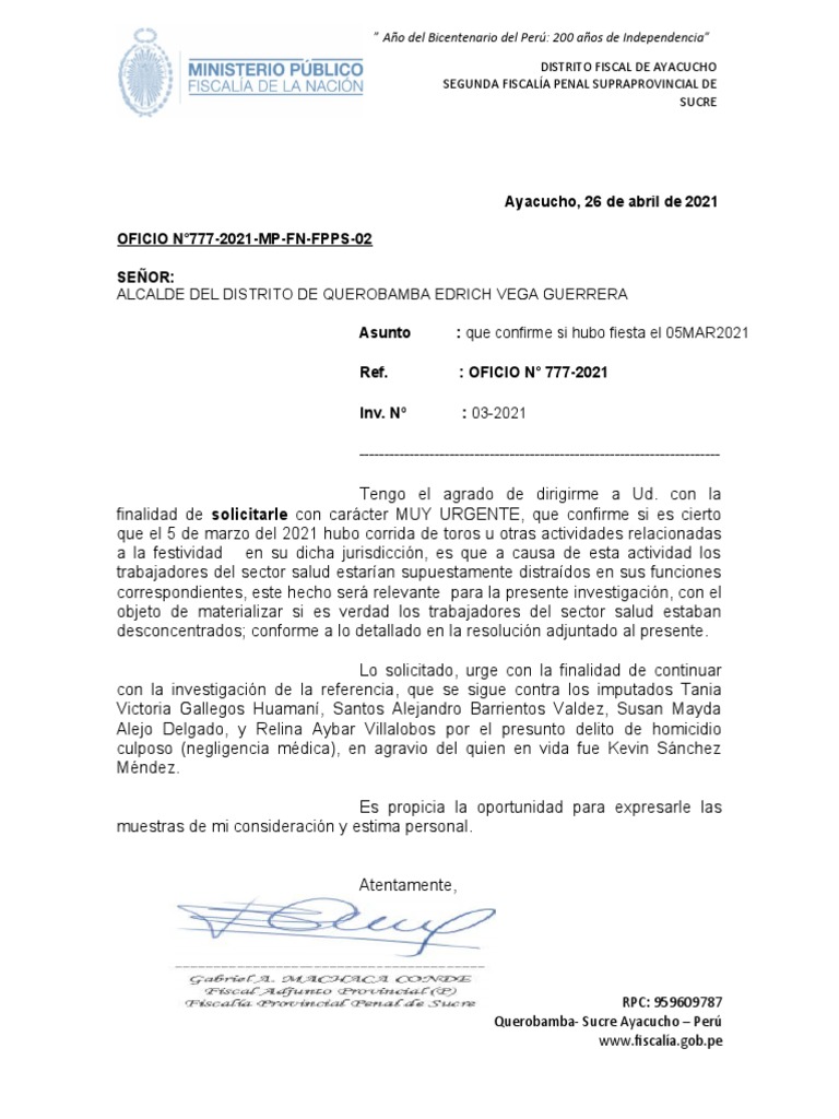 Oficio para Alcalde | PDF