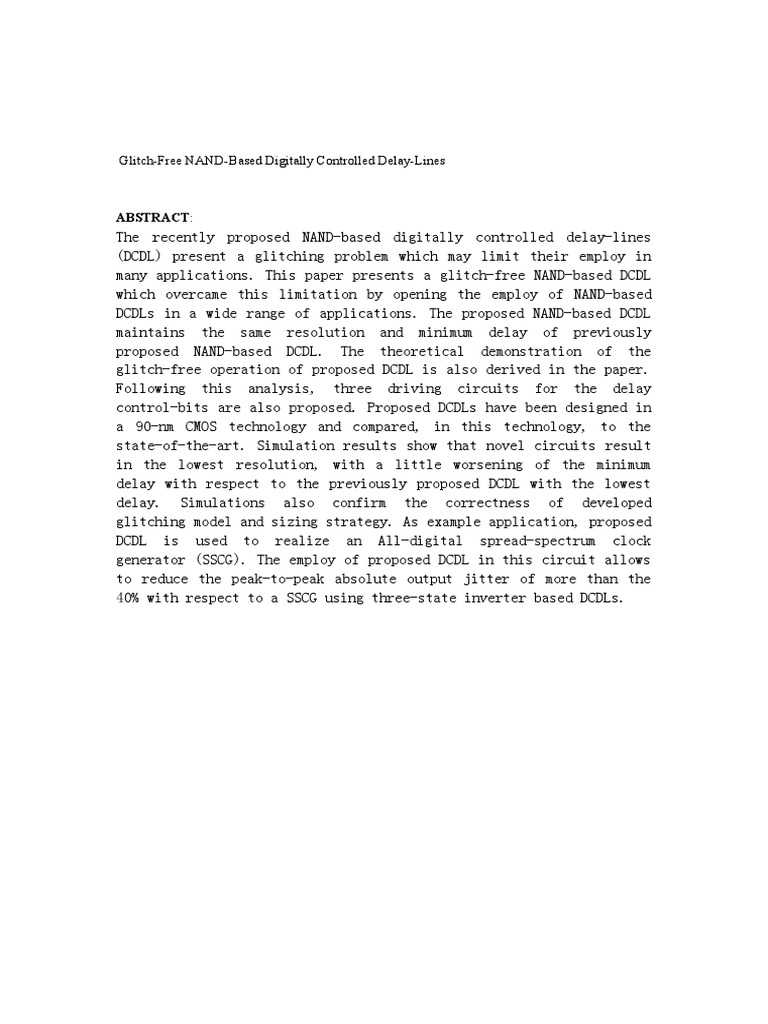 Glitch-Free NAND-Based Digitally Controlled Delay-Lines: Abstract | PDF