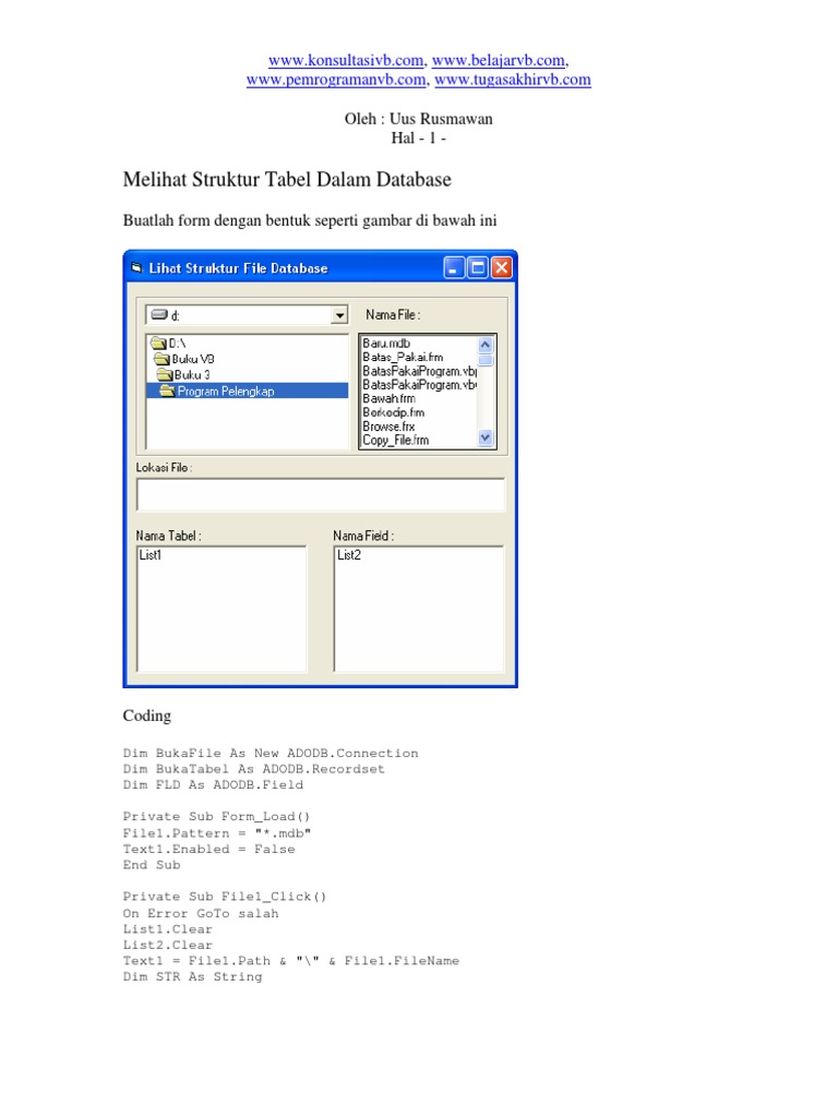 Melihat Struktur Tabel Dalam Database | PDF