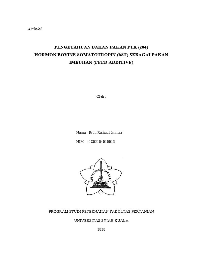 HORMON BOVINE SOMATOTROPIN (BST) SEBAGAI PAKAN IMBUHAN (FEED ADDITIVE ...