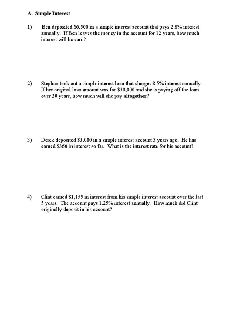 1ST QUIZ - Simple Interest | PDF | Interest | Interest Rates