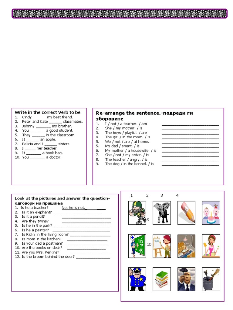 Re-arrange the sentence.-подреди ги зборовите: Write in the correct ...
