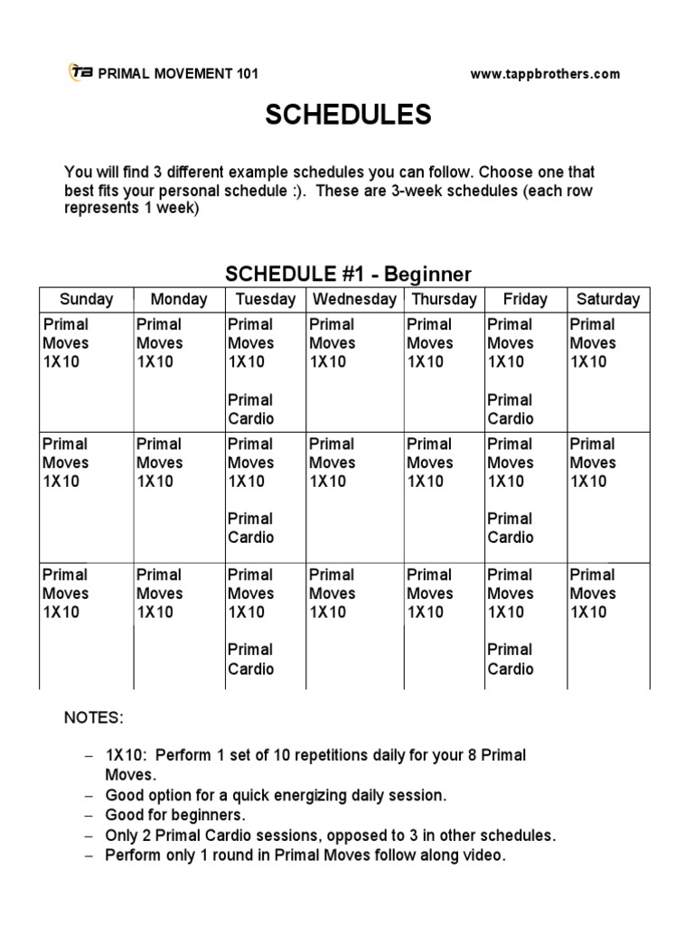 Schedules: SCHEDULE #1 - Beginner | Download Free PDF | Aerobic ...