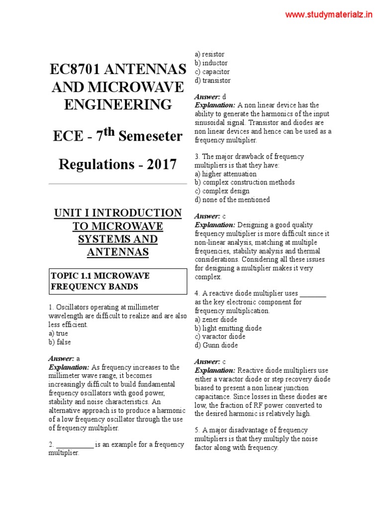 EC8701 Antennas & Microwave Engineering | PDF | Antenna (Radio) | Wireless