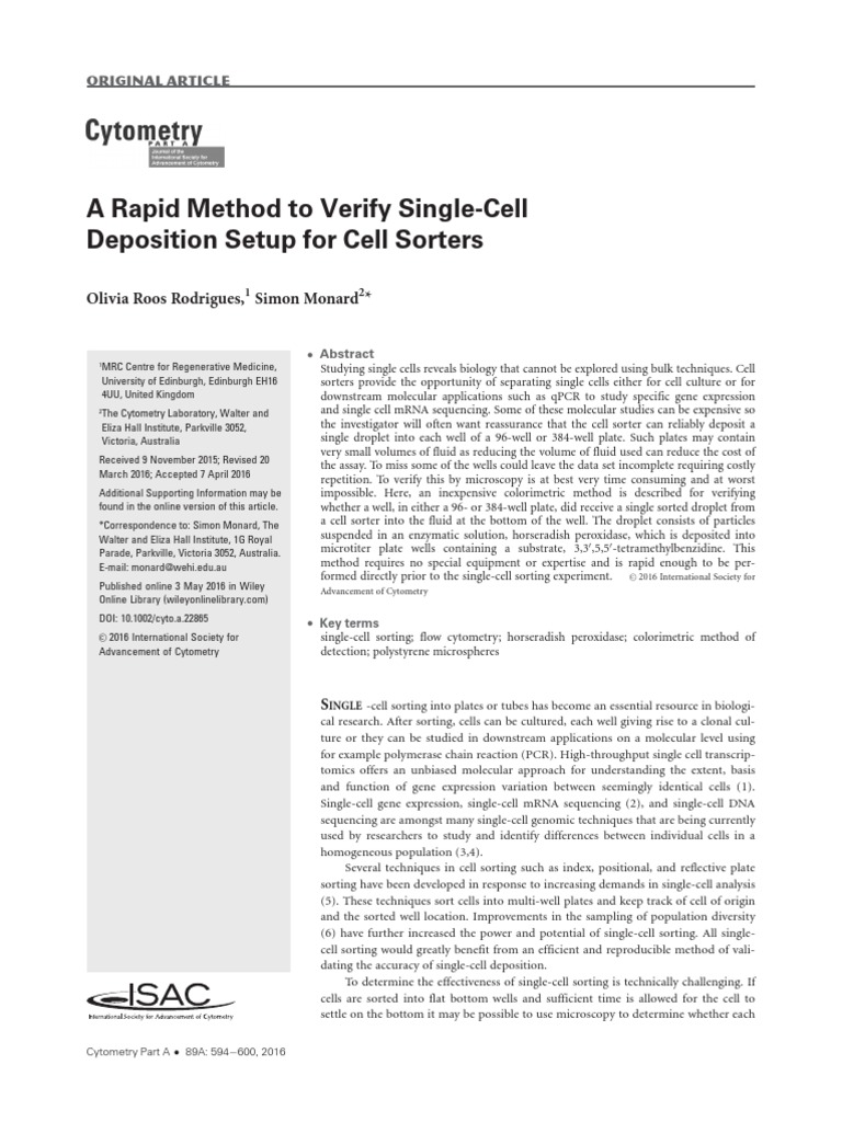 Verifying Single-Cell Sorter Setup | PDF | Flow Cytometry | Elisa