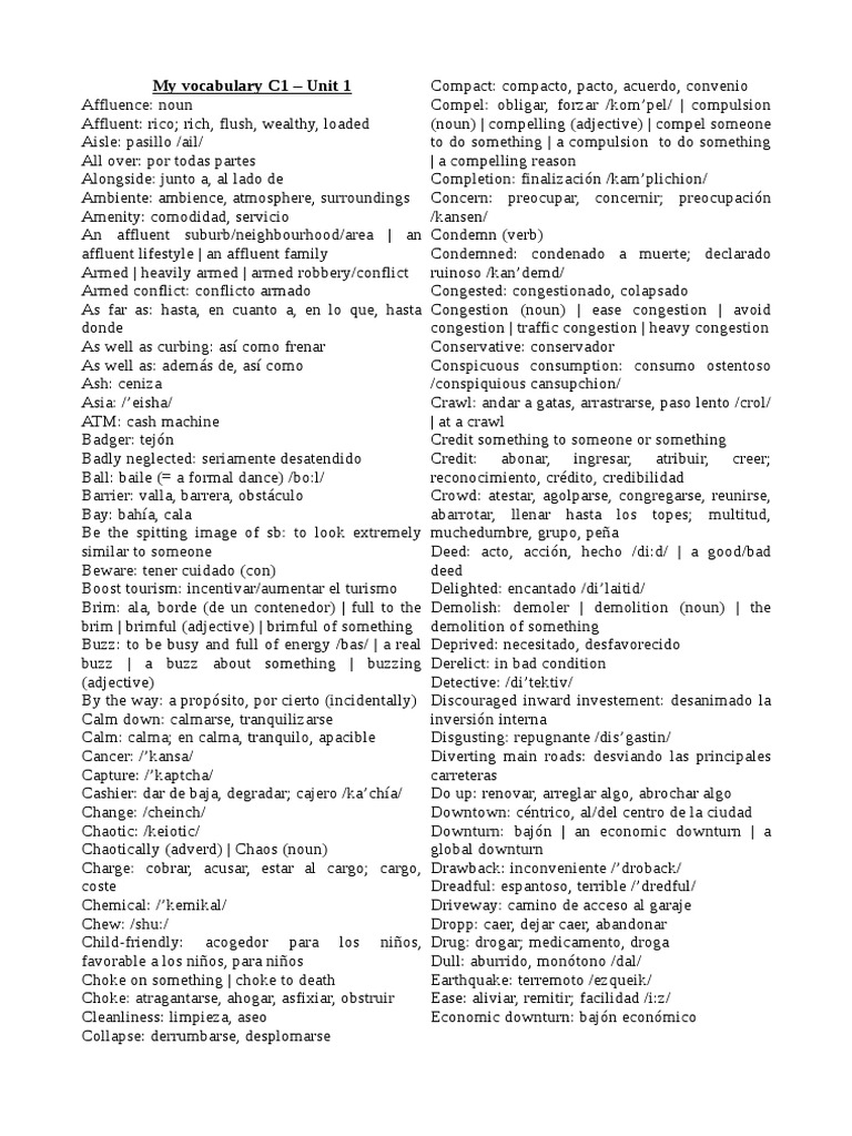 My Vocabulary c1 | PDF | Naturaleza