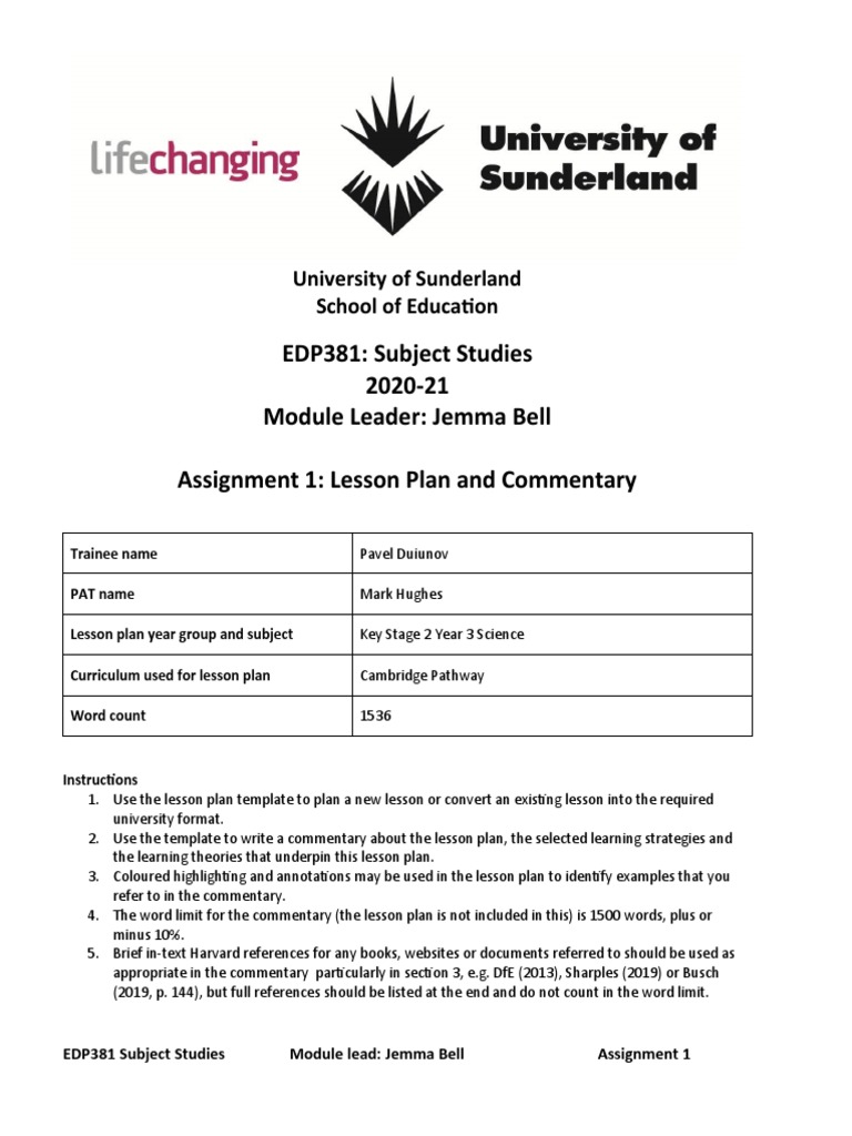 Primary School Science Year 3 Lesson Plan + Commentary | Download Free ...